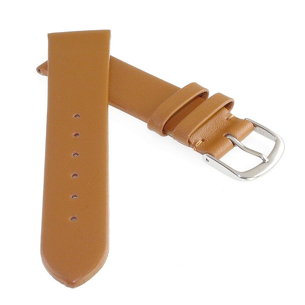 Feines Leder-Uhrenarmband Basel-XL cognac 20 mm - Uhrenarmband-Händle