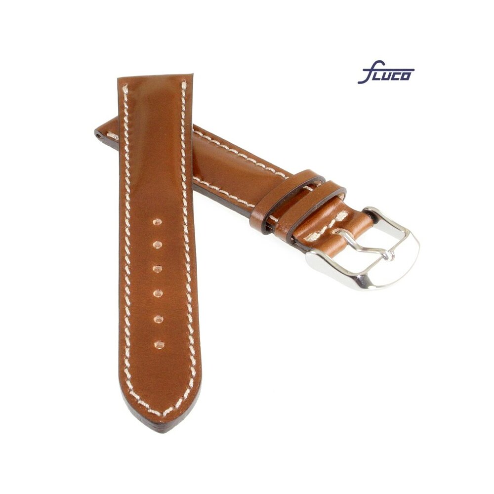 Fluco Uhrenarmband Horween Shell Cordovan Leder cognac 20 mm Handarbe